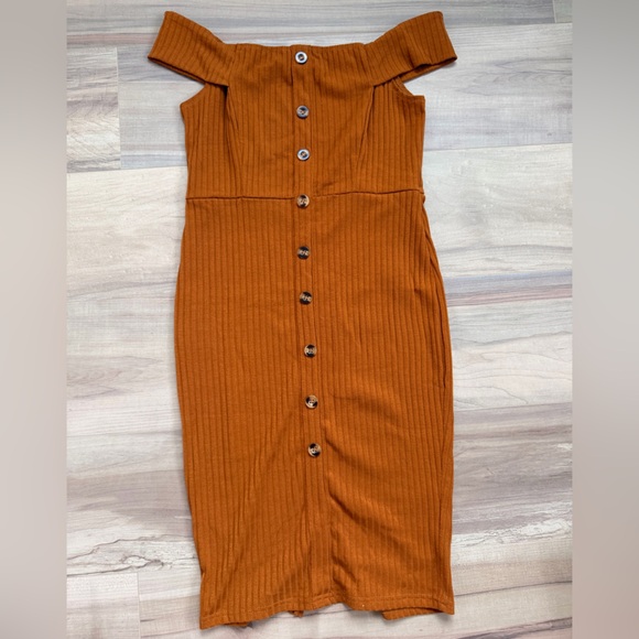 privy | Dresses | Privy Rust Offshoulder Midi Dress | Poshmark